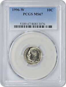 1996-w roosevelt dime ms67 pcgs