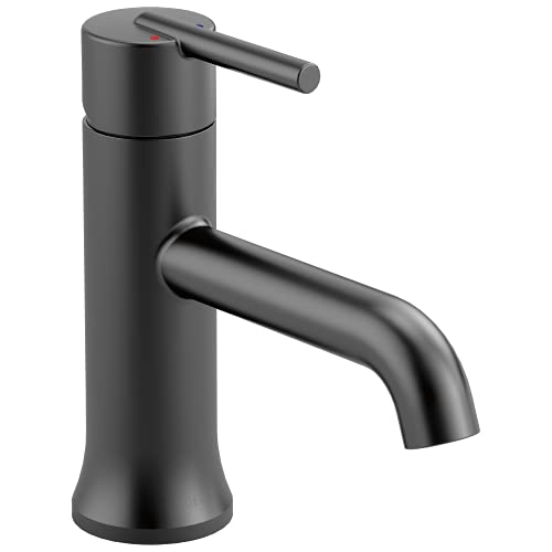 Delta Faucet Trinsic Matte Black Bathroom Faucet, Single Hole Bathroom Faucet, Single Handle Bathroom Faucet, Matte Black 559LF-BLMPU, With Drain Assembly