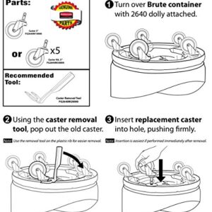 Rubbermaid Brute Dolly Replacement Caster (Caster Removal Tool)