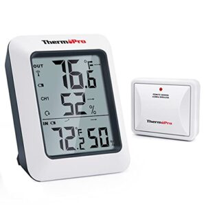 thermopro tp60 digital hygrometer indoor outdoor thermometer wireless temperature and humidity gauge monitor room thermometer with 200ft/60m range humidity meter