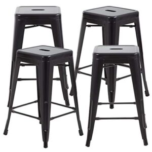 fdw metal bar stools set of 4 counter height barstool 24 inches industrial bar chairs patio stool stackable backless stool indoor outdoor metal kitchen stools bar chairs