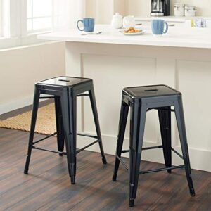 FDW Metal Bar Stools Set of 4 Counter Height Barstool 24 Inches Industrial Bar Chairs Patio Stool Stackable Backless Stool Indoor Outdoor Metal Kitchen Stools Bar Chairs