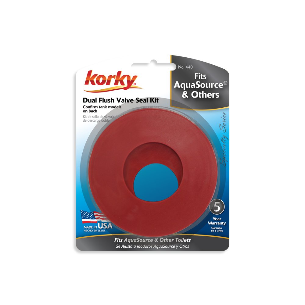 Korky 440BP Dual Flush Seal Kit - Replaces AquaSource, American Standard, Glacier Bay and Mansfield Seals - Made in USA , Red , 3 In.