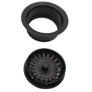 Westbrass D2089SEV-62 3-1/2" Kitchen Sink Waste Disposal Drain Flange and Basket Strainer, Matte Black