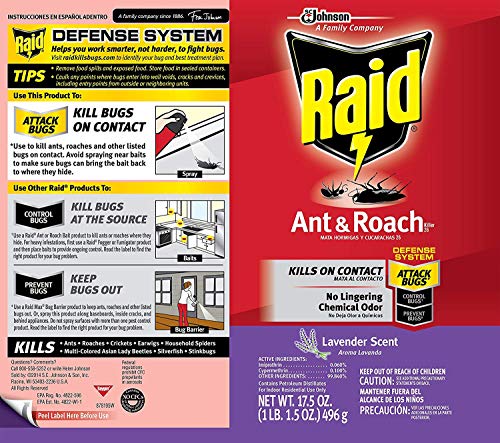 Raid Ant & Roach Killer Lavender, 17.5 Oz (Pack - 2), 16 Lb