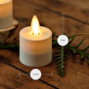 Luminara Moving Flame LED Flameless Tealight (1.4" x 2") Remote Ready Battery Operated Plastic LED Flameless Tea Light - Smooth Matte - Pearl Ivory (4-Pack)