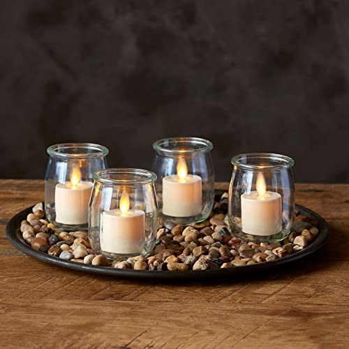 Luminara Moving Flame LED Flameless Tealight (1.4" x 2") Remote Ready Battery Operated Plastic LED Flameless Tea Light - Smooth Matte - Pearl Ivory (4-Pack)