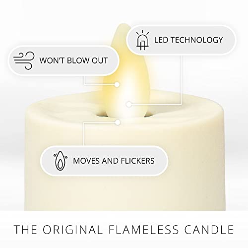 Luminara Moving Flame LED Flameless Tealight (1.4" x 2") Remote Ready Battery Operated Plastic LED Flameless Tea Light - Smooth Matte - Pearl Ivory (4-Pack)