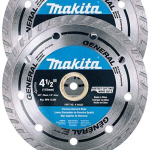 makita 2 pack - 4.5” turbo diamond blades for grinders & circular saws - ultra-fast cutting for concrete, masonry & brick - 5/8”, 20mm & 7/8” arbors