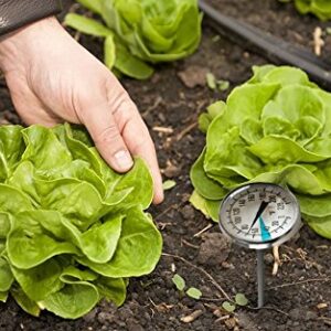 Stainless Steel Soil Thermometer by Smart Choice| 127mm Stem, Easy-to-Read 1.5” Dial Display, 0-220 Degrees Fahrenheit Range | Soil Temperature Thermometer for Ground, Compost, Garden Soil