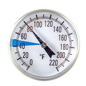 Stainless Steel Soil Thermometer by Smart Choice| 127mm Stem, Easy-to-Read 1.5” Dial Display, 0-220 Degrees Fahrenheit Range | Soil Temperature Thermometer for Ground, Compost, Garden Soil