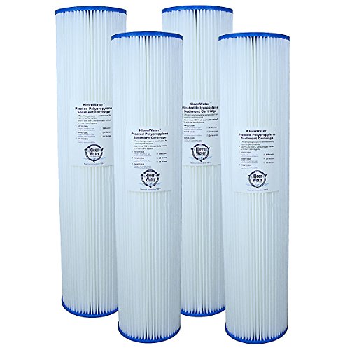 KleenWater KW4520BR Pleated Dirt Rust Sediment Replacement Water Filter Cartridge, 4.5 x 20 Inch, 50 Micron, Made in USA, Set of 4