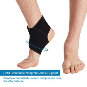 Cotill Ankle Support for Men and Women - Neoprene Breathable Adjustable Ankle Brace Sprain for Running, Basketball (Medium) …