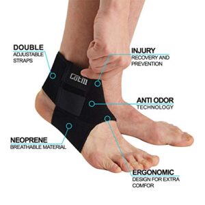 Cotill Ankle Support for Men and Women - Neoprene Breathable Adjustable Ankle Brace Sprain for Running, Basketball (Medium) …