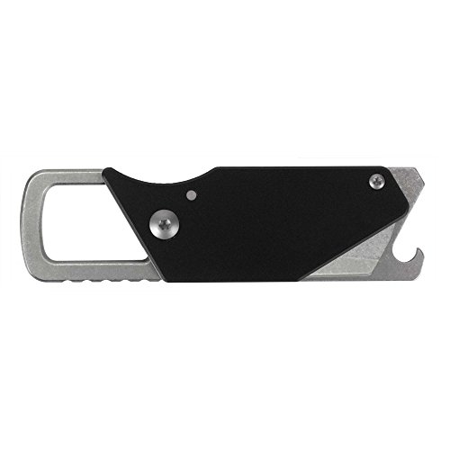 Kershaw Pub, Black Multifunction Pocket Knife (4036BLKX) with 1.6 Inch 8Cr13MoV Stonewash Blade and Black Handle, Includes a Screwdriver Tip, Pry Bar, Key Chain Attachment and Bottle Opener; 1.9 oz