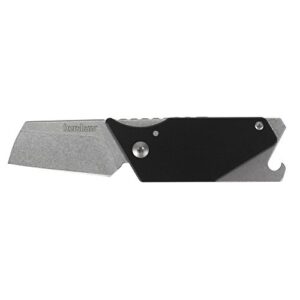 Kershaw Pub, Black Multifunction Pocket Knife (4036BLKX) with 1.6 Inch 8Cr13MoV Stonewash Blade and Black Handle, Includes a Screwdriver Tip, Pry Bar, Key Chain Attachment and Bottle Opener; 1.9 oz