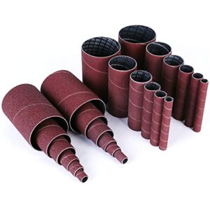 lotfancy spindle sander sleeves, 24pcs sanding sleeves for oscillating sander, 60 80 120 240 assorted grit sandpaper, 4-1/2” length, 1/2”, 3/4”, 1”, 1-1/2”, 2”, 3” diameter