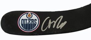 connor mcdavid autographed edmonton oilers logo black stick blade w/proof, picture of connor signing for us, edmonton oilers, team canada, 2015 nhl draft, top prospect