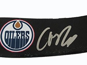 Connor McDavid Autographed Edmonton Oilers Logo Black Stick Blade W/PROOF, Picture of Connor Signing For Us, Edmonton Oilers, Team Canada, 2015 NHL Draft, Top Prospect