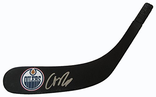 Connor McDavid Autographed Edmonton Oilers Logo Black Stick Blade W/PROOF, Picture of Connor Signing For Us, Edmonton Oilers, Team Canada, 2015 NHL Draft, Top Prospect