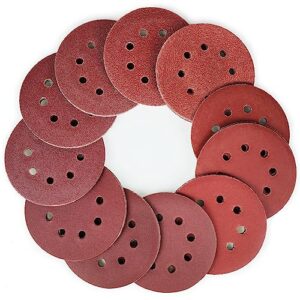 lotfancy sanding disc, 5 inch 8 hole, 110pcs, 40 60 80 100 120 180 240 320 400 800 1000 grit assorted sand paper, hook and loop sandpaper assortment, random orbital sander pads