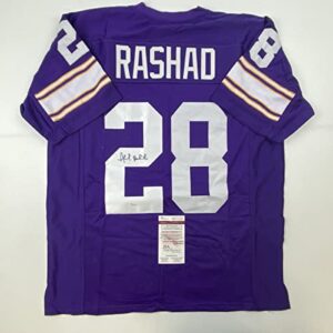 autographed/signed ahmad rashad minnesota purple football jersey jsa coa