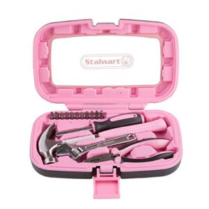 stalwart 75-ht2015 hand tools, pink tool set - 15 piece by stalwart, set includes – hammer, wrench, screwdriver, pliers (tool kit for the home, office, or car)