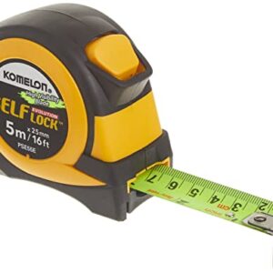 Komelon PSE55E 5M/16' Metric Self-Lock Tape Measure, Yellow/Black