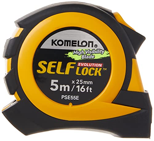 Komelon PSE55E 5M/16' Metric Self-Lock Tape Measure, Yellow/Black