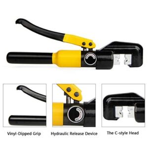 HYCLAT 10 Tons Hydraulic Crimping Tool Battery Cable Lug Terminal Crimper with 9 Pairs of Dies, 12 AWG to 2/0 AWG Wire Crimping Tool