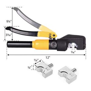 HYCLAT 10 Tons Hydraulic Crimping Tool Battery Cable Lug Terminal Crimper with 9 Pairs of Dies, 12 AWG to 2/0 AWG Wire Crimping Tool