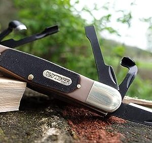 Old Timer 24OT Splinter Carvin' 6in Traditional Folding Whittling Knife with 1.5in Detail Blade, Sawcut Handle, Nickel Silver Bolsters, and Convenient Size for Carving, Camping, EDC, and Outdoors