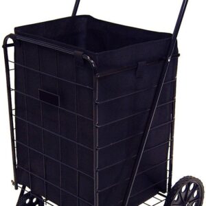 PrimeTrendz Folding Shopping Cart Liner Cover Insert with Top Cover Lid in Black Color (Liner Only, Shopping Cart Not Included).