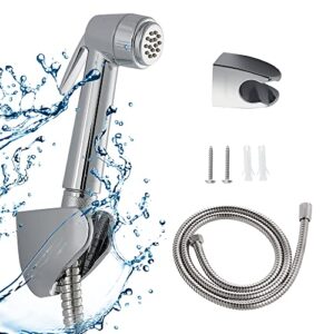 handheld bidet sprayer for toilet, spray attachment for feminine wash, baby diaper cloth and shower sprayer for pets shower, easy to install, wall mount (not included t-valve and hook)