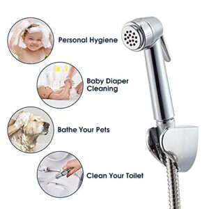 Handheld Bidet Sprayer for Toilet, Spray Attachment for Feminine Wash, Baby Diaper Cloth and Shower Sprayer for Pets Shower, Easy to Install, Wall Mount (Not Included T-Valve and Hook)