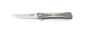 columbia river knife & tool crossbones edc folding pocket knife: gentleman's knife, everyday carry, satin blade, ikbs ball bearing pivot, liner lock, brushed aluminum handle, deep carry pocket clip 7530