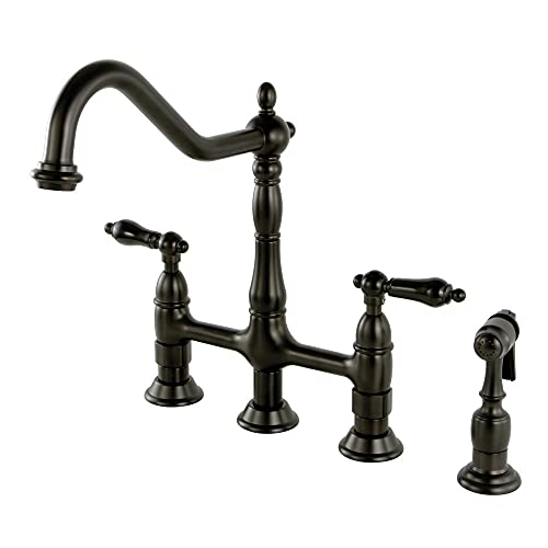 Kingston Brass KS1275PKLBS Duchess 8 inch Centerset Kitchen Faucet with Brass Sprayer, 8-3/4 inch In Spout Reach, Oil Rubbed Bronze