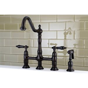 Kingston Brass KS1275PKLBS Duchess 8 inch Centerset Kitchen Faucet with Brass Sprayer, 8-3/4 inch In Spout Reach, Oil Rubbed Bronze