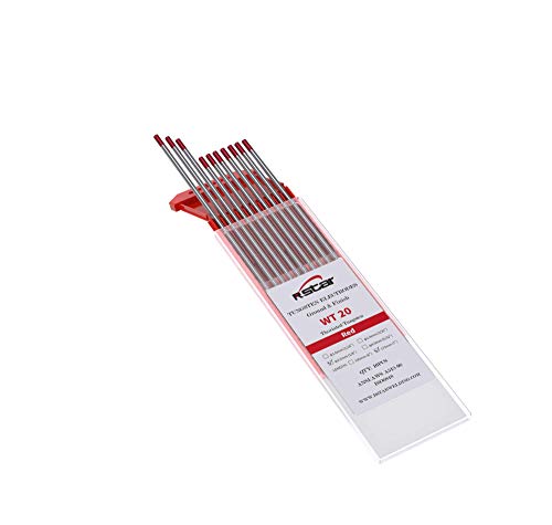 Rstar TIG Welding Tungsten Electrodes 2% Thoriated 1/8” x 7” (Red, WT20) 10-Pack