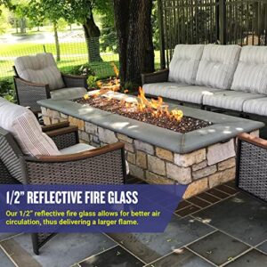 American Fireglass 1/2” Reflective Fire Glass | Use in Fireplace, Fire Pit or Bowl | for Natural Gas or Propane Fires | Safe Tempered Glass for Outdoor & Indoor | Maui Breeze, 10lb Bag