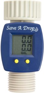 save a drop p3 blue water flow meter | measure gallon usage from an outdoor garden hose | helps conserve water……