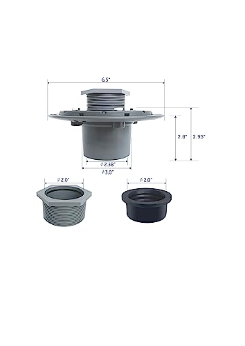 Neodrain 2-Inch PVC Sub Drain, Shower Drain Base, No Hub Shower Drain Base with Rubber Gasket for 2 inch Linear & Square Drain Installation