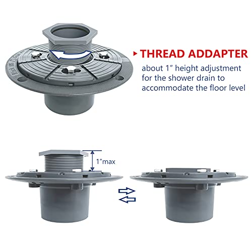 Neodrain 2-Inch PVC Sub Drain, Shower Drain Base, No Hub Shower Drain Base with Rubber Gasket for 2 inch Linear & Square Drain Installation