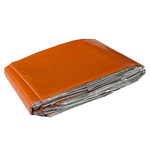 Rescue Essentials Hypothermia Wrap Blanket, Oversized 60" x 96", Mylar/Lightweight Polyethylene Fabric (Orange)