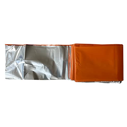 Rescue Essentials Hypothermia Wrap Blanket, Oversized 60" x 96", Mylar/Lightweight Polyethylene Fabric (Orange)