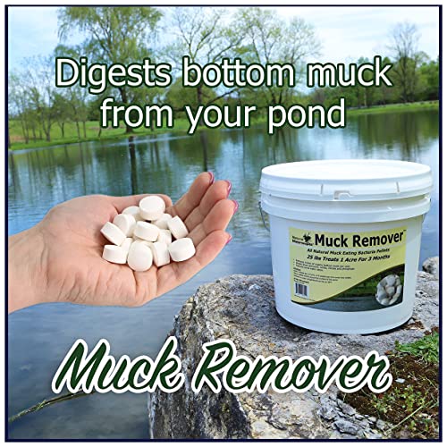 Muck Remover Pellets 5 lb (10 Scoops) | Pond Tablets Treat 1.25 Acres | Lake Muck Remover, Pond Sludge Reducer | Farm Pond Treatment