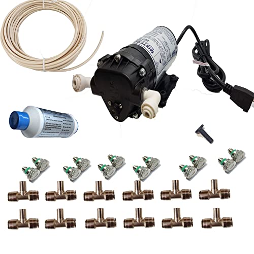 Residential Misting System- Made in USA Pump- 200 psi Mid Pressure Patio Misting System-12 Nozzles Misting System