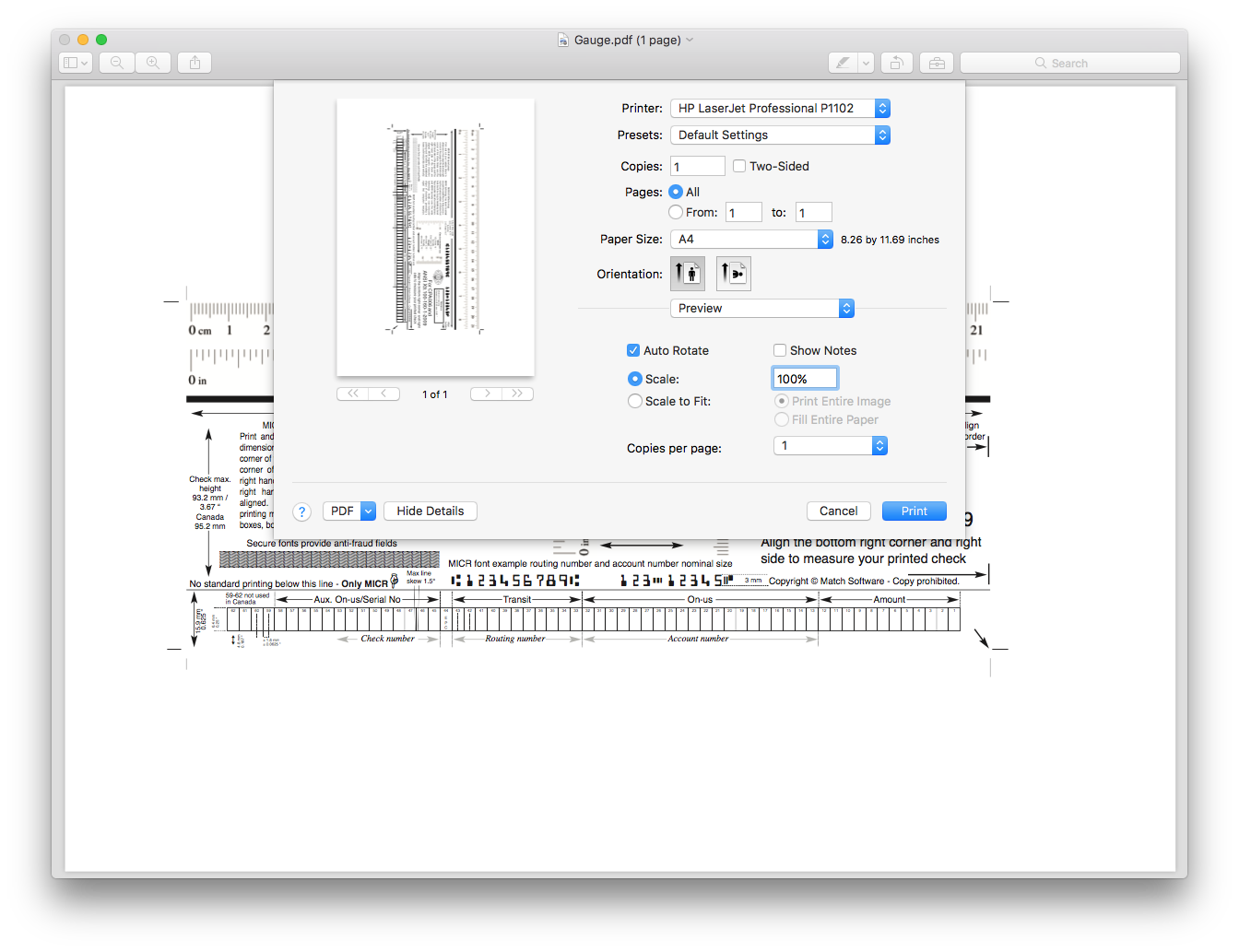 MICR Check Position Gauge : Print it yourself in minutes [Download]