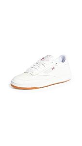 reebok women club c 85 sneaker, white/light grey/gum, 7.5