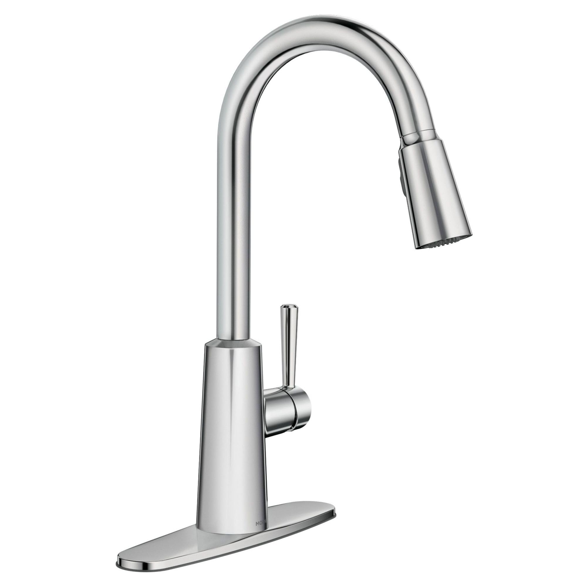 Moen Riley Chrome One-Handle Pulldown Kitchen Faucet Featuring Power Boost for a Faster Clean and Reflex Docking System for the Spray Head, Modern Kitchen Sink Faucet, 7402C